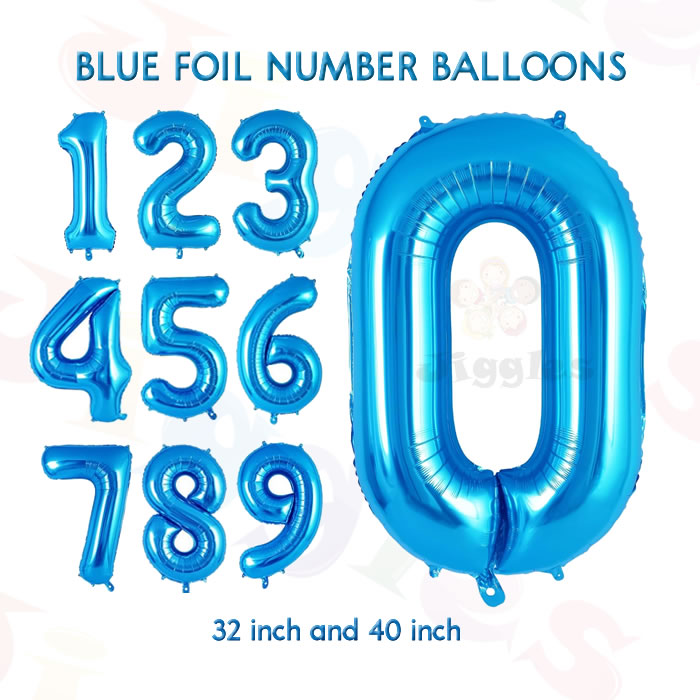 Blue Foil Number Balloons - Blue Mylar Balloon - Blue Number Foil ...