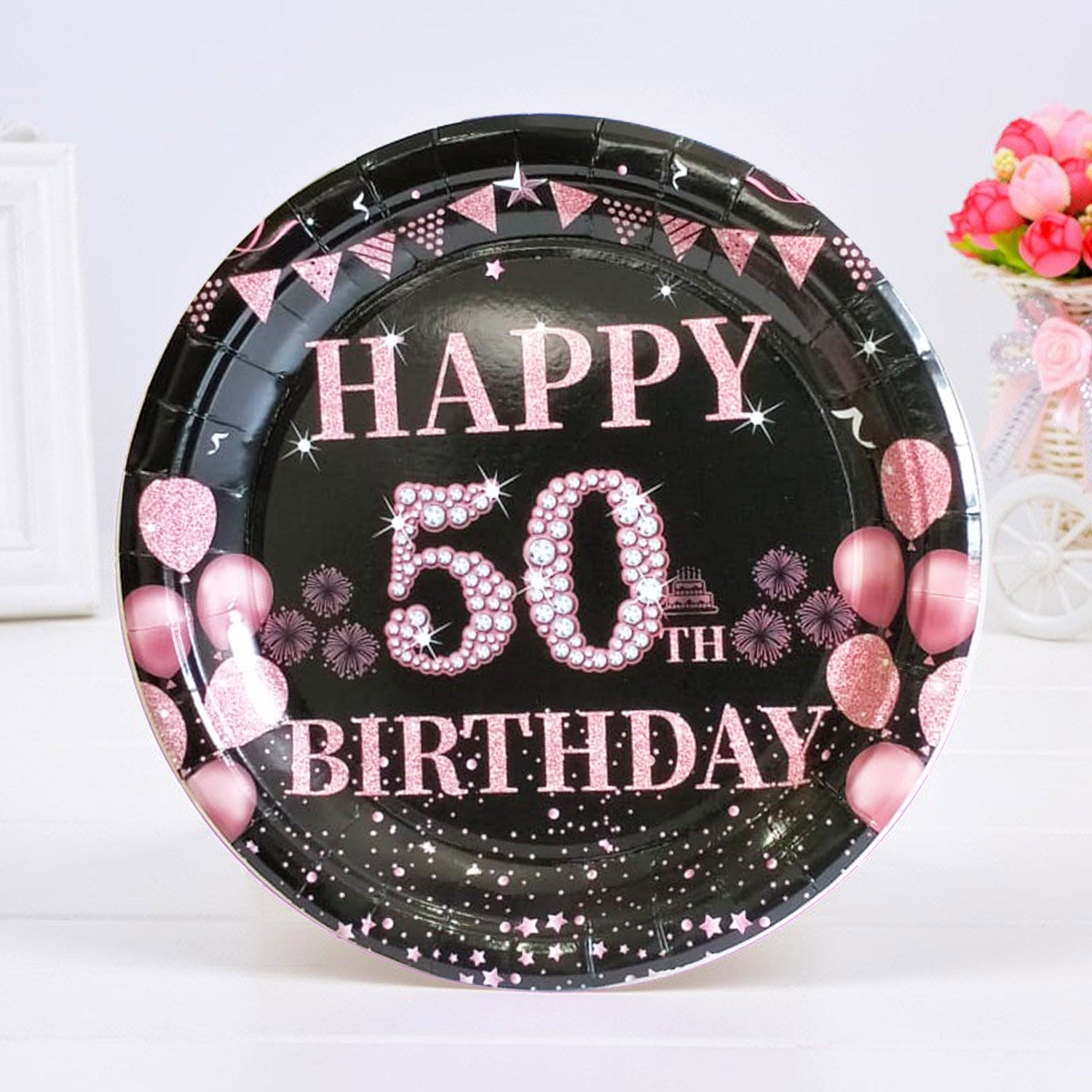 Happy 50th Birthday Paper Plates – Jiggles Party Store