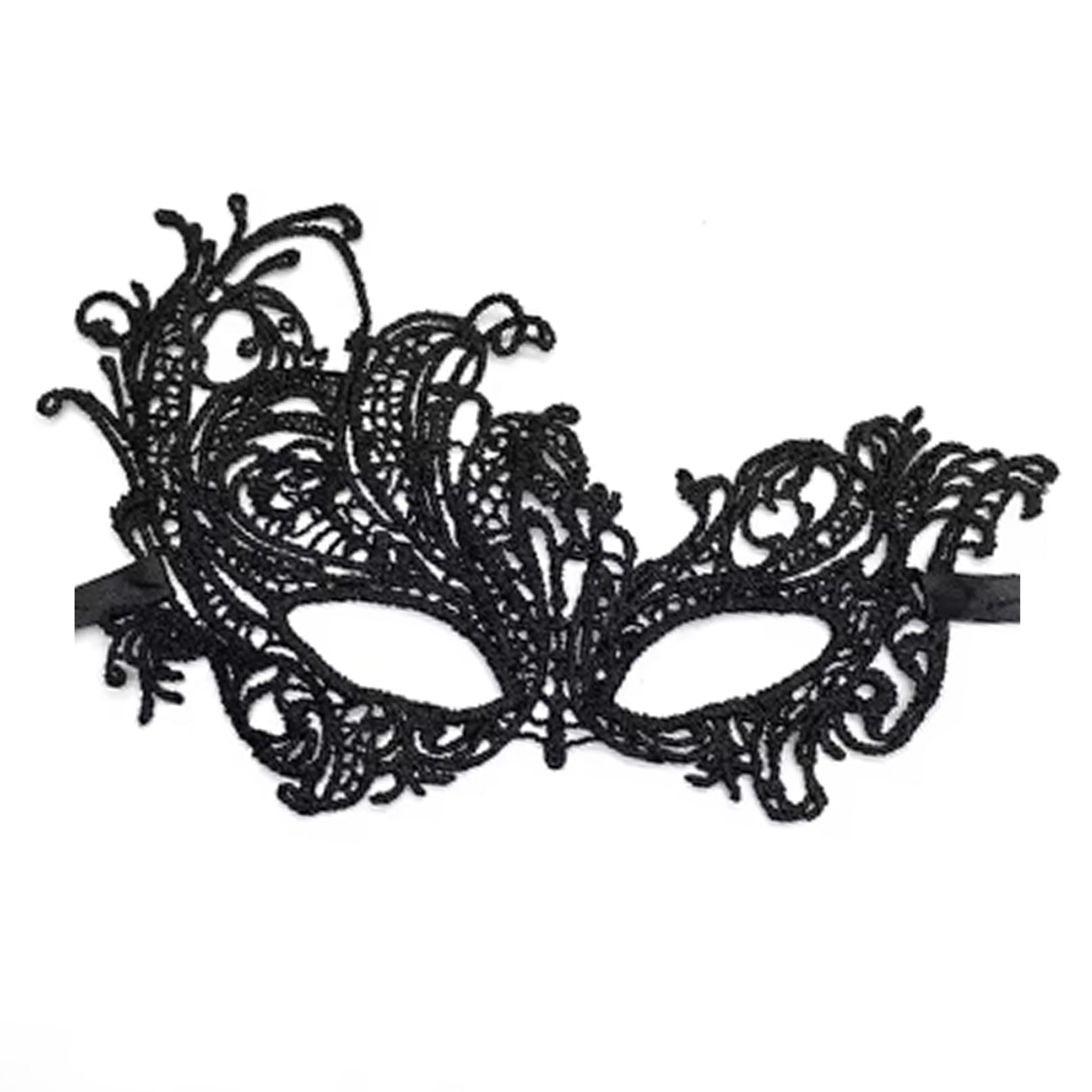 Black Lace Masquerade Face Mask – Jiggles Party Store
