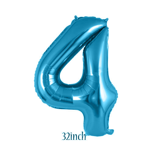 Light Blue Number 4 Foil Balloon - Mylar Balloon - #4 Light Blue Foil ...