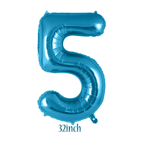 Light Blue Number 5 Foil Balloon - Mylar Balloon - #5 Light Blue Foil ...