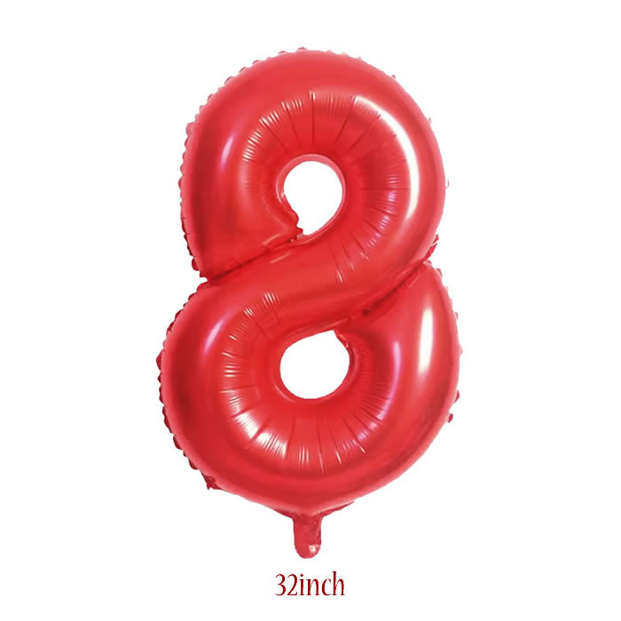 Red Number 8 Foil Balloon - Mylar Balloon – Jiggles Party Store