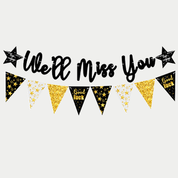 We Will Miss You & Good Luck Banner Gold – Jiggles Party Store