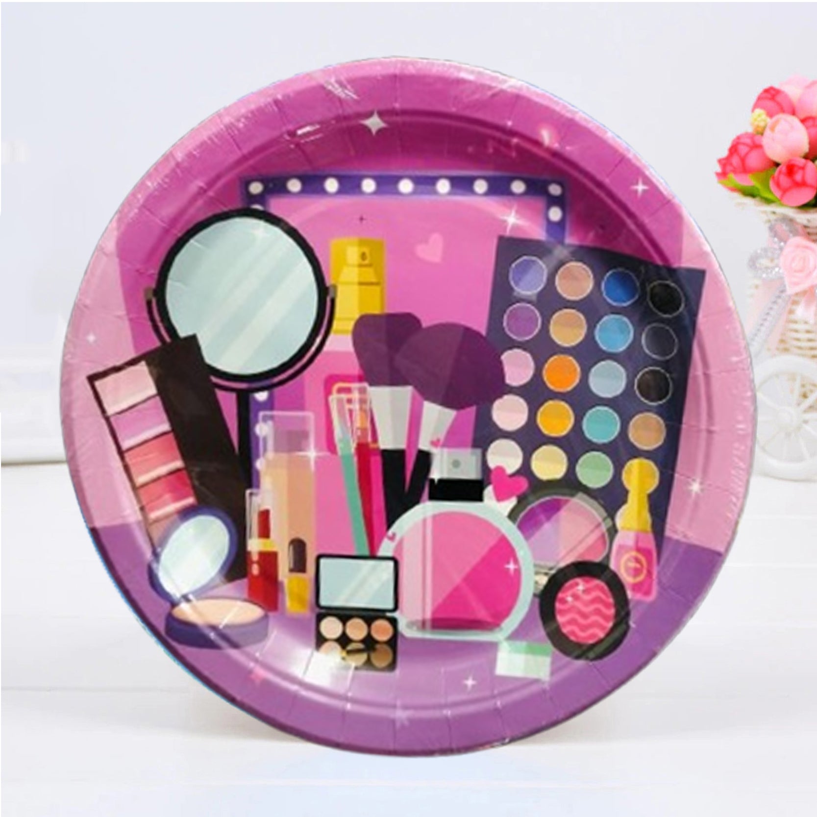 Makeup Theme Paper Plate – Jiggles Party Store