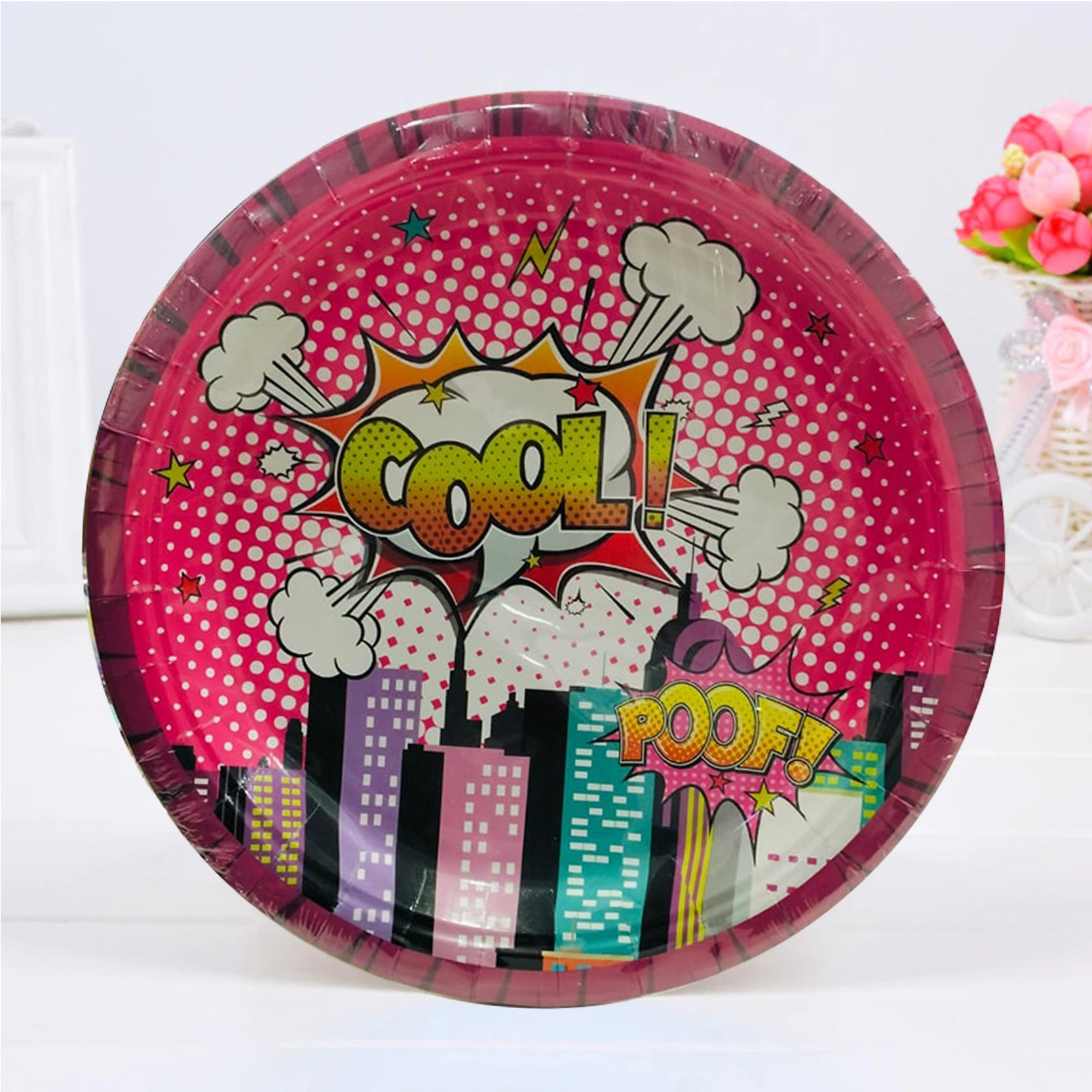 Superhero Theme Paper Plate – Jiggles Party Store