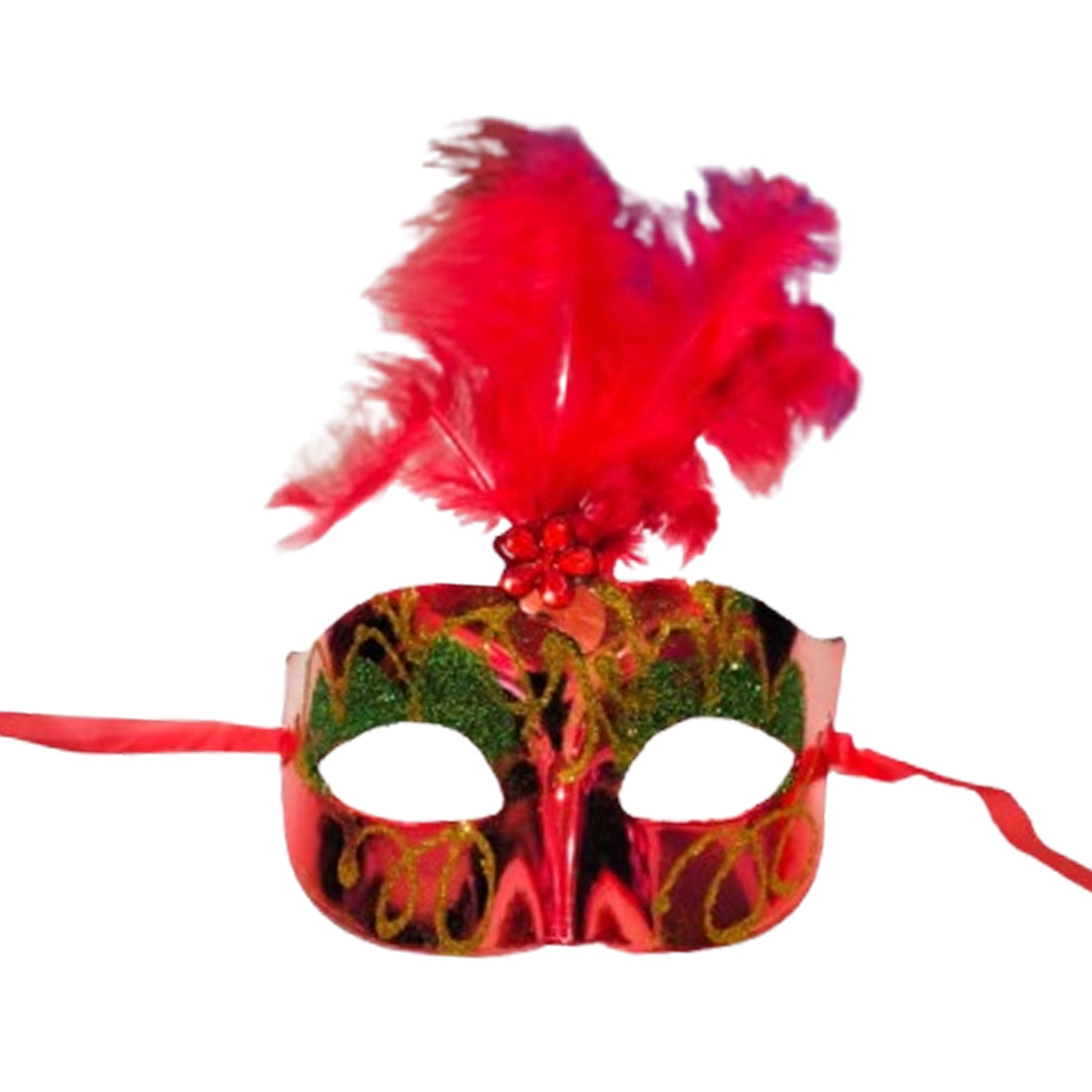 Red Feather Masquerade Mask – Jiggles Party Store