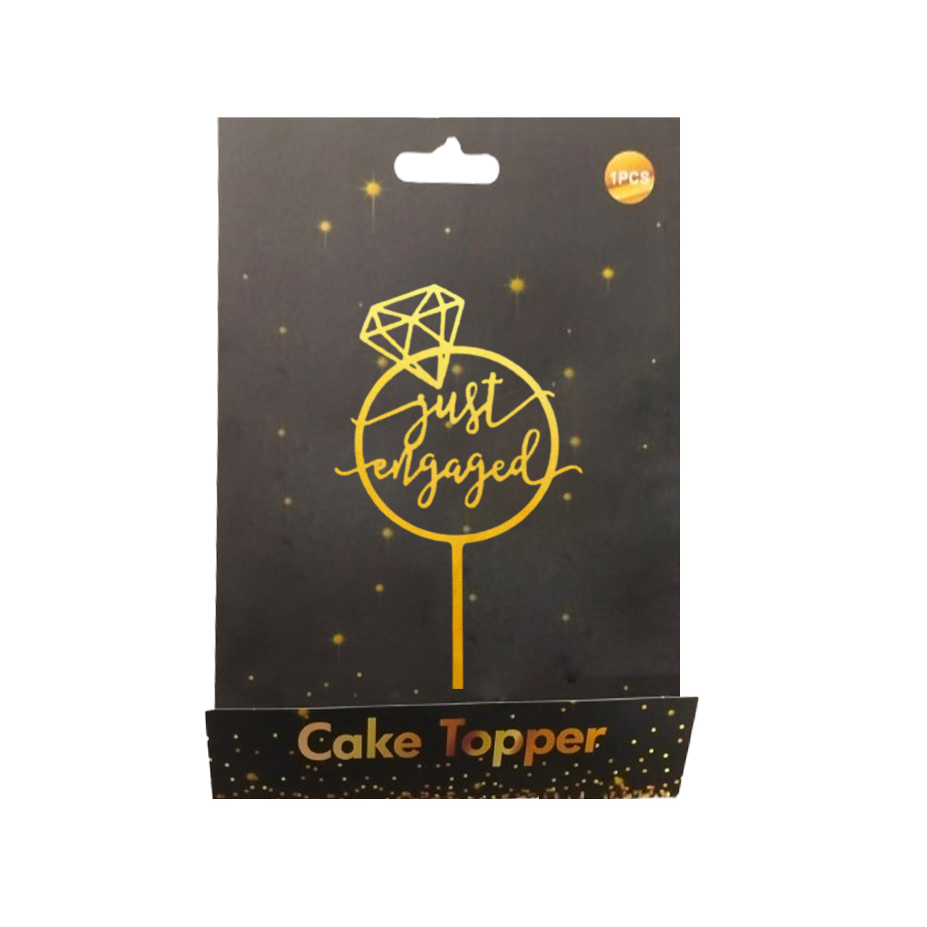 Just engaged Cake Topper Gold – Jiggles Party Store