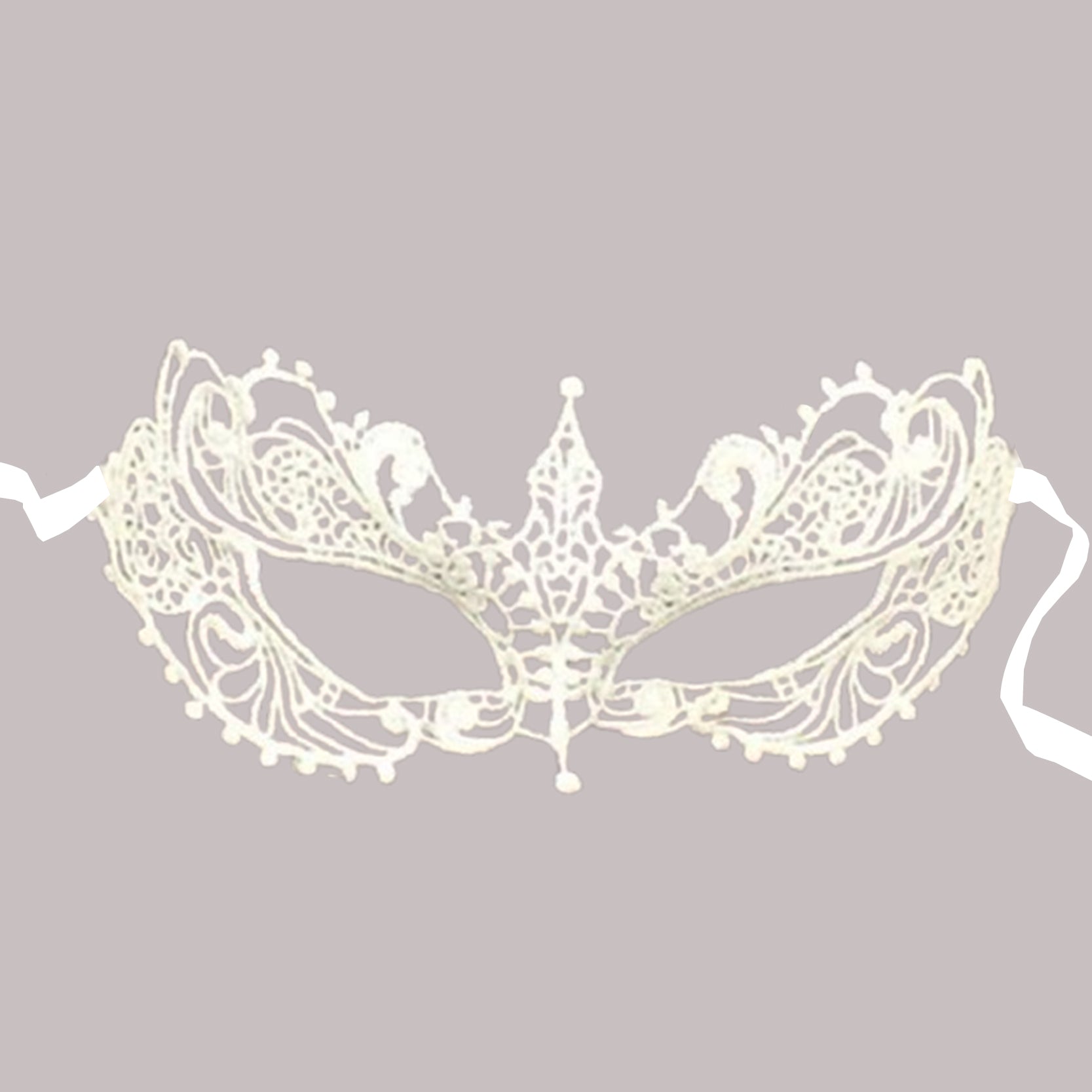 White Lace Masquerade Face Mask – Jiggles Party Store