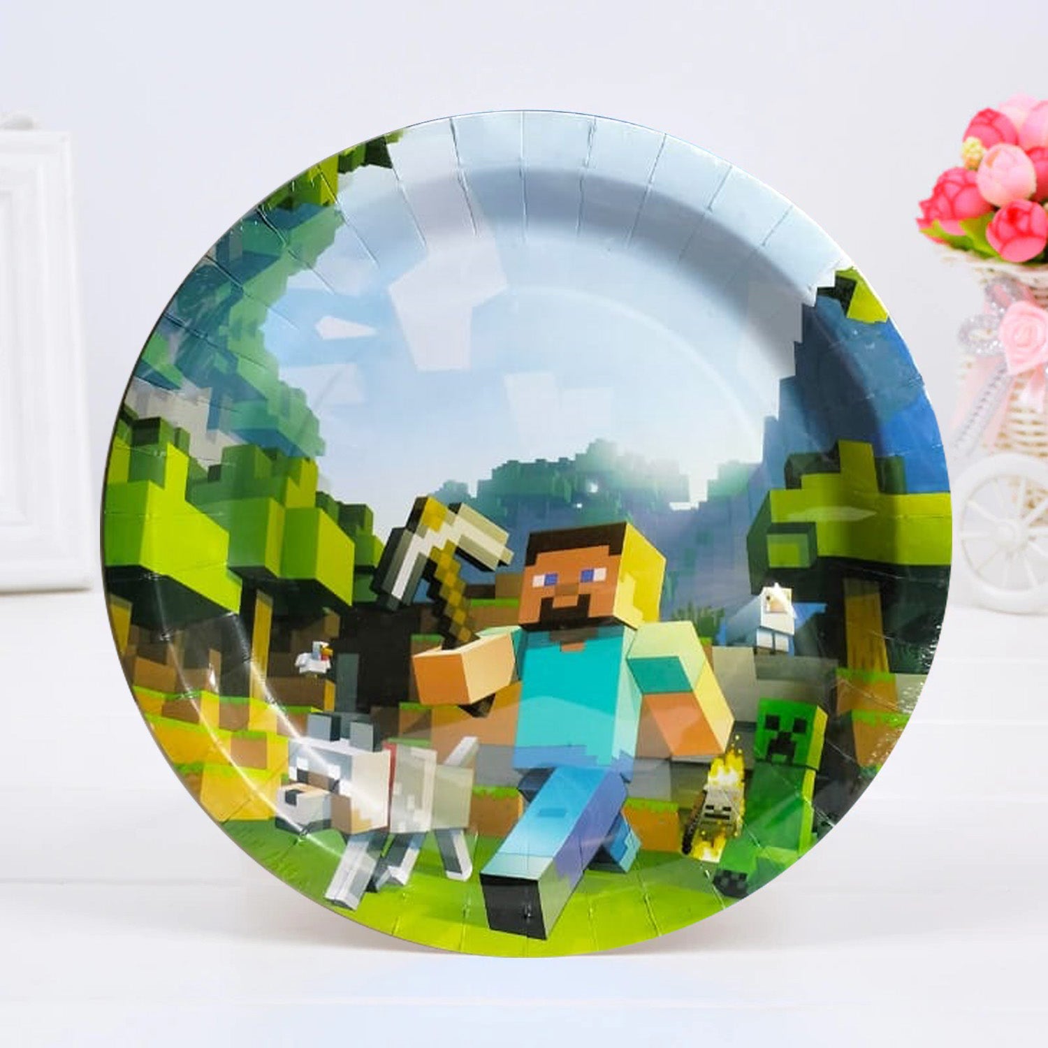 Minecraft Theme Paper Plate – Jiggles Party Store
